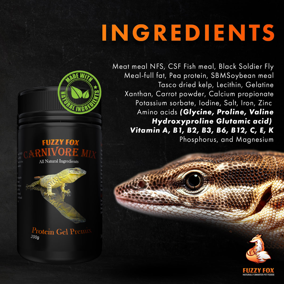 Carnivore Gel Pre-mix (200g) | Reptile Carnivore Protein Mix – Fuzzy ...