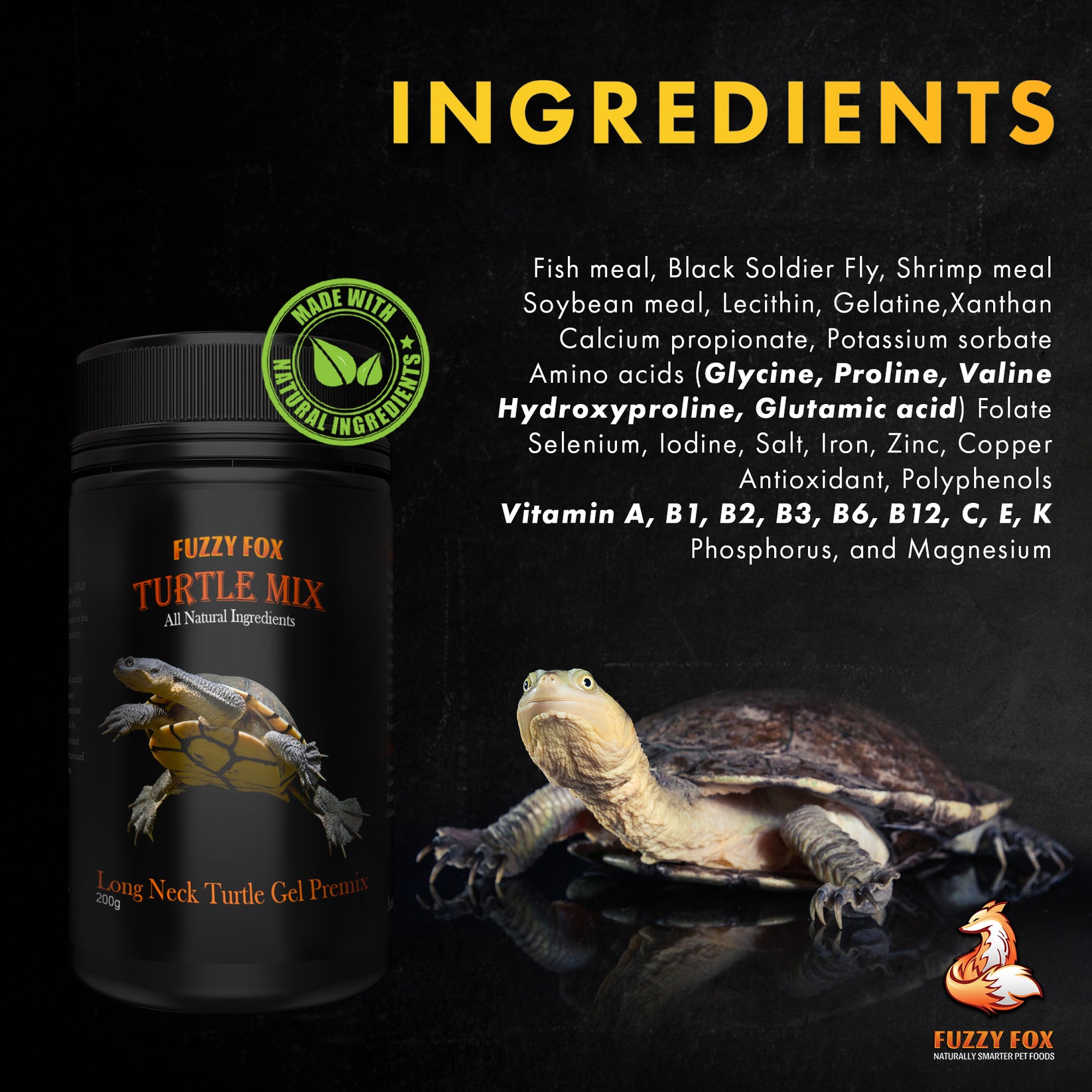 Long Neck Turtle Gel Pre-Mix 200g | Long Neck Turtles Food – Fuzzy Fox ...